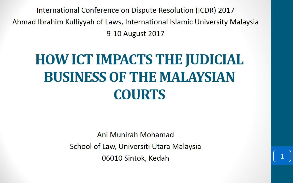 Paper presentation: How ICT impacts the judicial business of the ...
